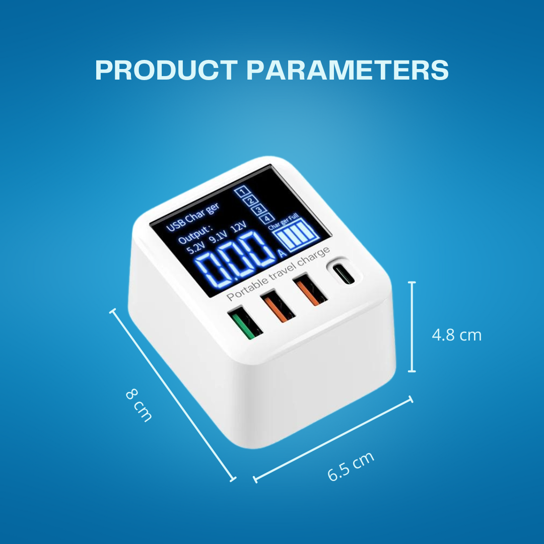 40W USB Wall Charger with LED Display, 4-Port QC3.0 PD3.0 Fast Charger – Loftysale